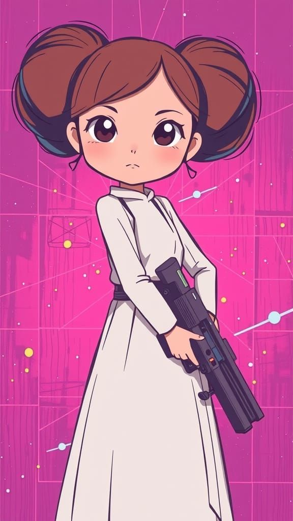 Anime Princess Leia Heroically Defies the Galaxy - AI Art