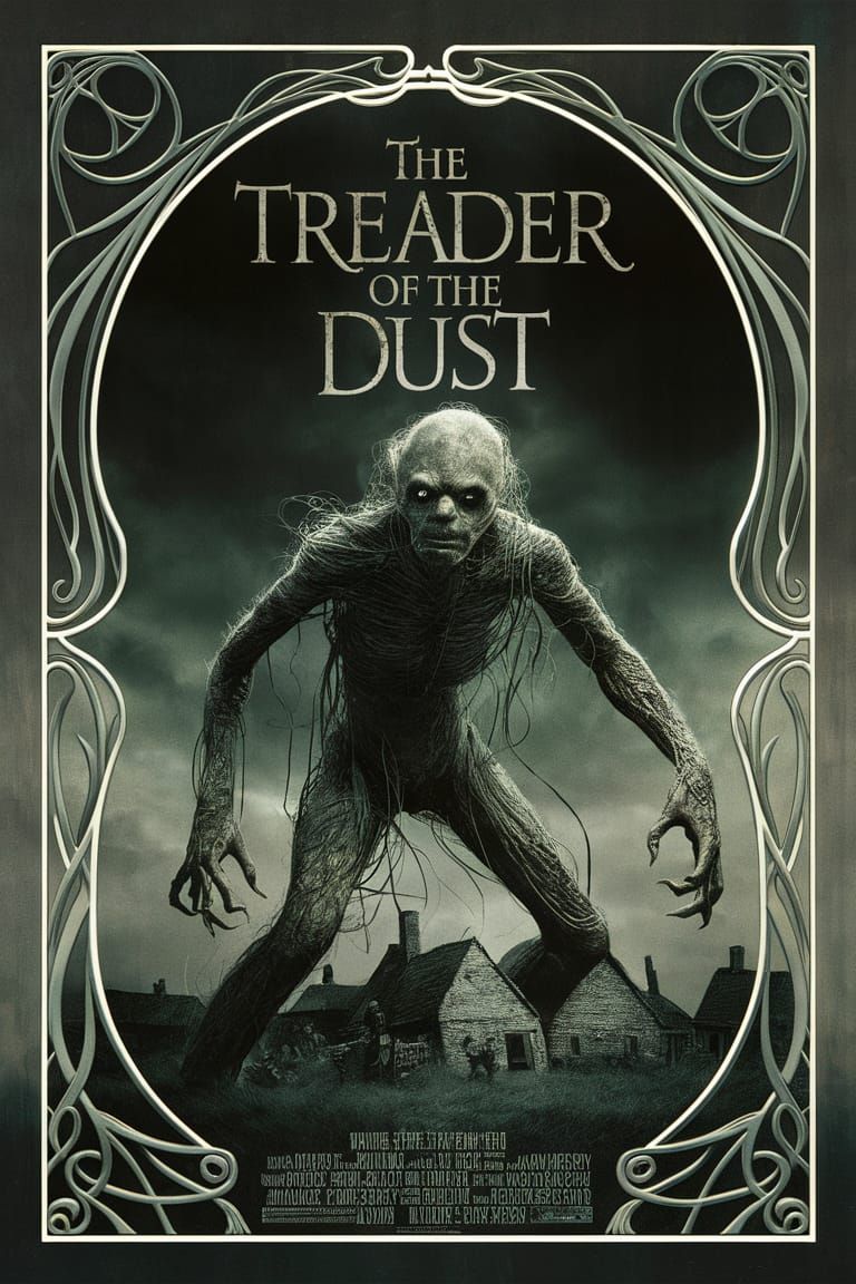 movie poster for a weird folk horror 80s vibe, grey-greenish hues, very ...