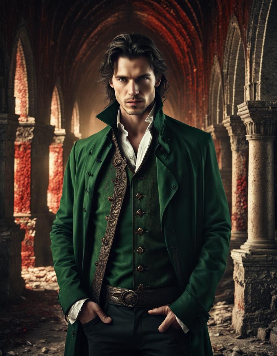 Bloody lord - Handsome Vampire Portrait in Ancient Castle