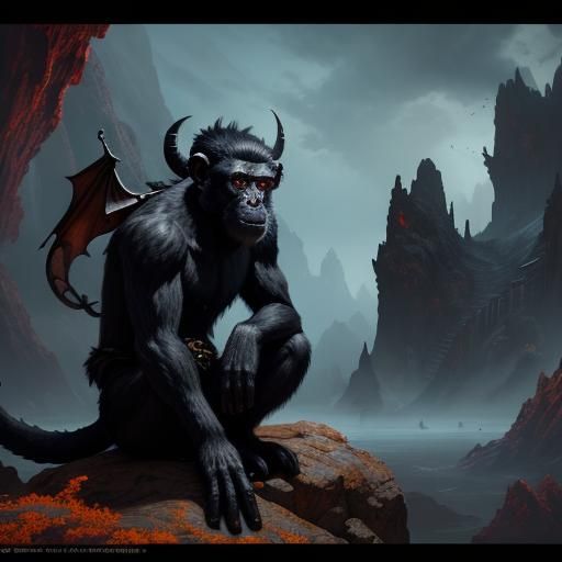 Black monkey with Dragon horns - Surreal Black Monkey Unveil...