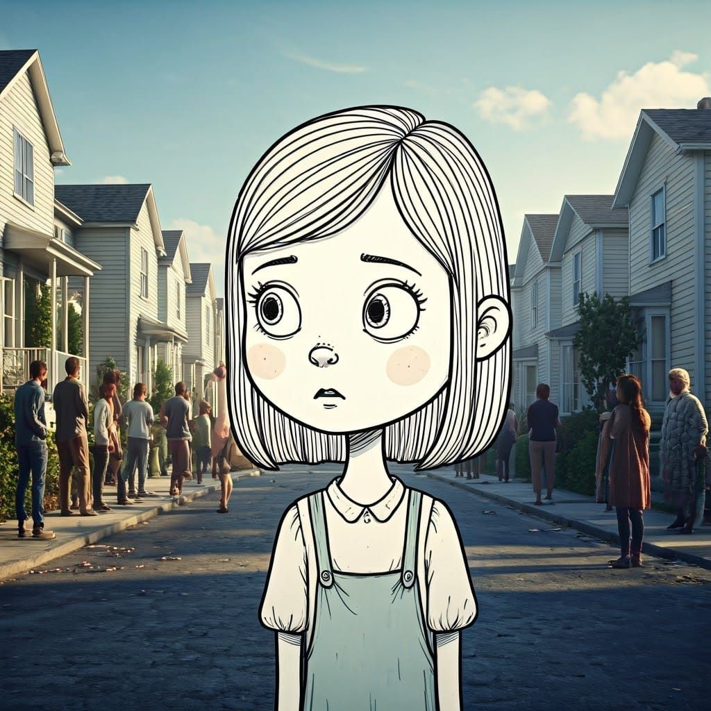 Doodle girl in the real world - Cartoon Girl Finds Herself i...