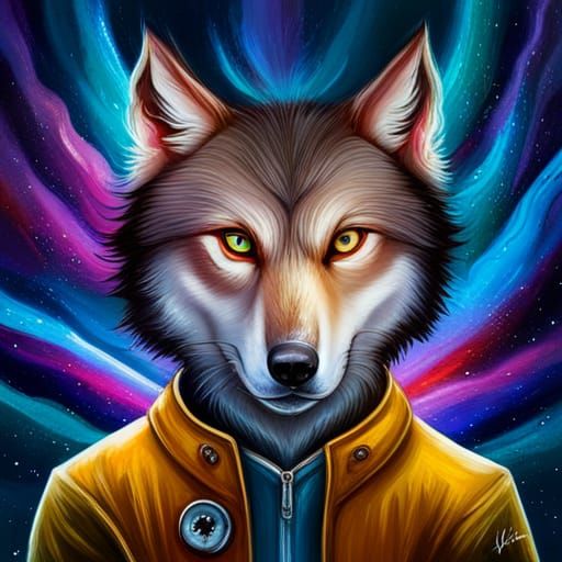 anthro wolf wearing star trek outfit looking at viewer - AI Generated ...