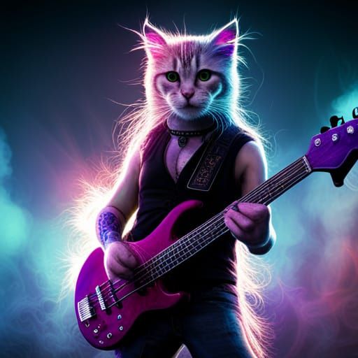 punk rocker cool cat - AI Generated Artwork - NightCafe Creator
