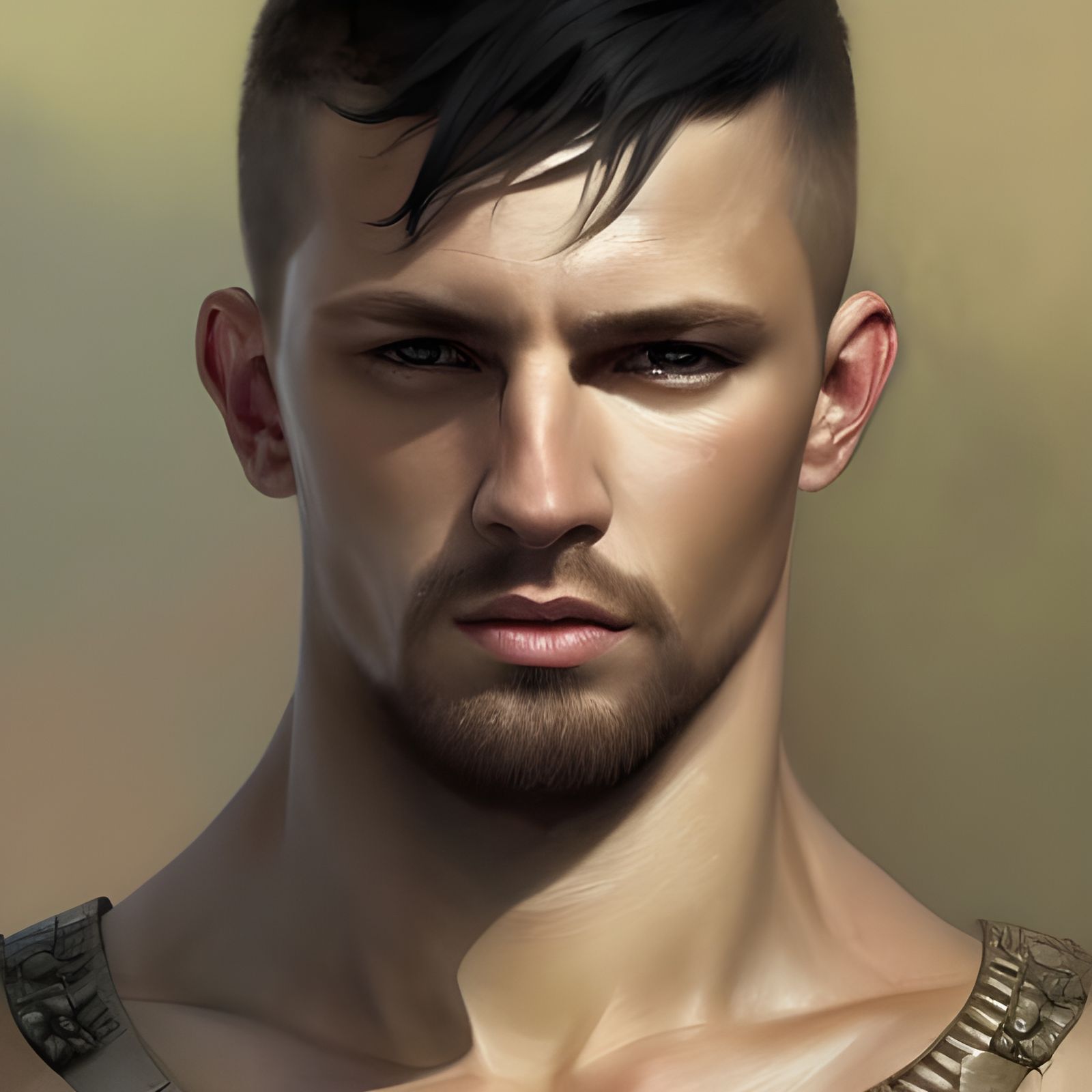Strong Youthful Dark Haired Male Irish Fighter In Celtic Leather Armour strong-youthful-dark-haired-male-irish-fighter-in-celtic-leather-armour