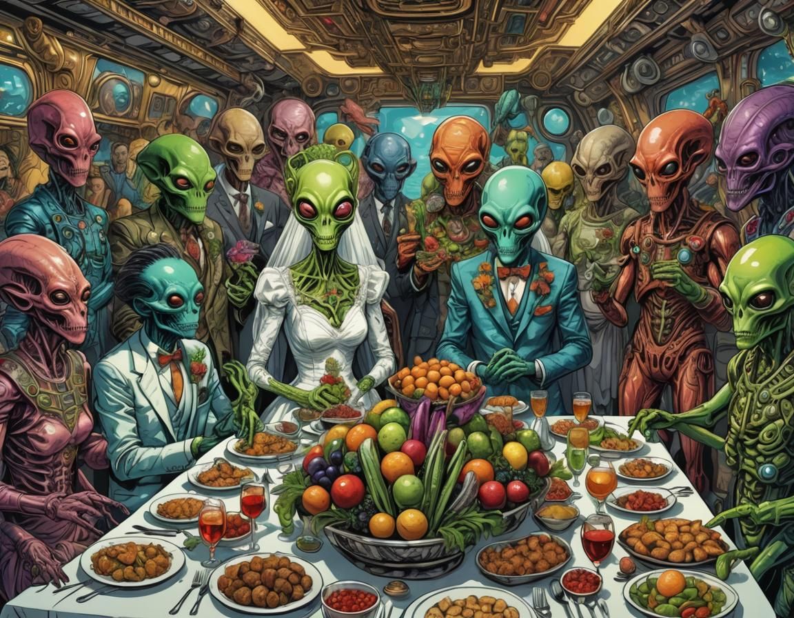 alien wedding banquet - AI Generated Artwork - NightCafe Creator