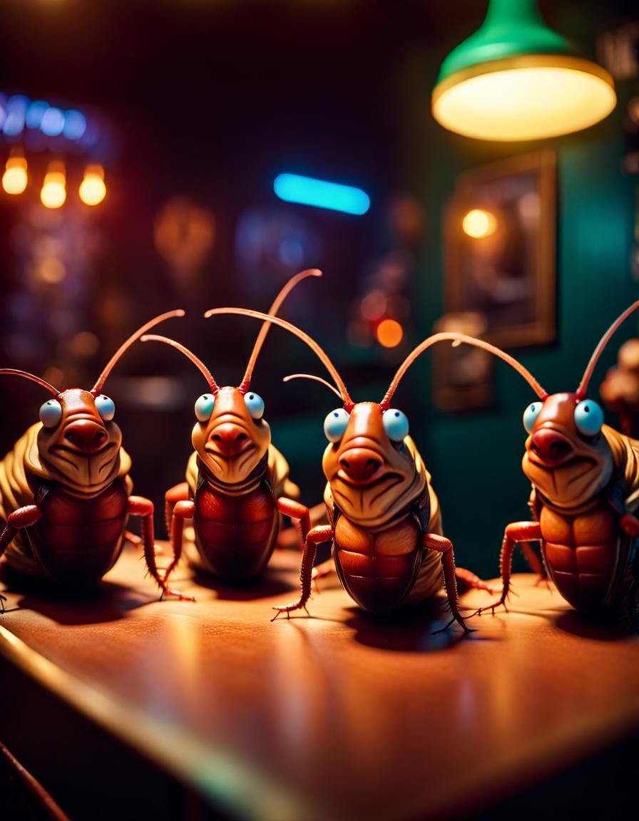 anthropomorphic cockroaches at a bar : r/nightcafe