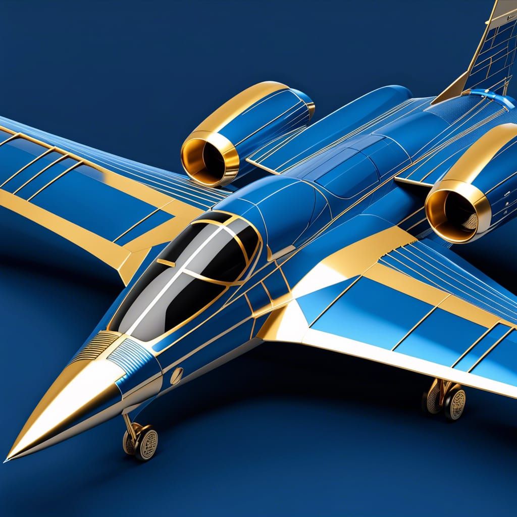 A blueprint of a Supersonic jet biplane with swept-back wings and tail ...