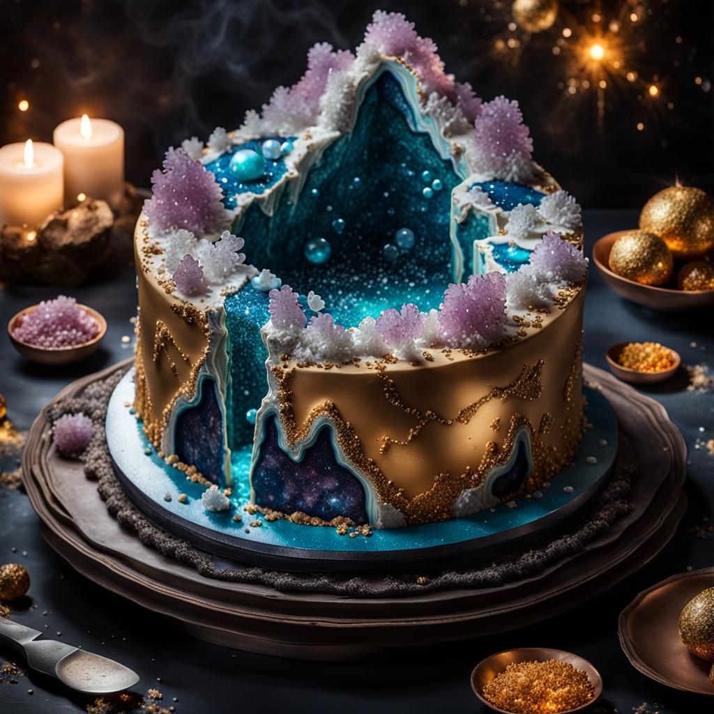 Geode and crystals inspired cake - AI Generated Artwork - NightCafe Creator