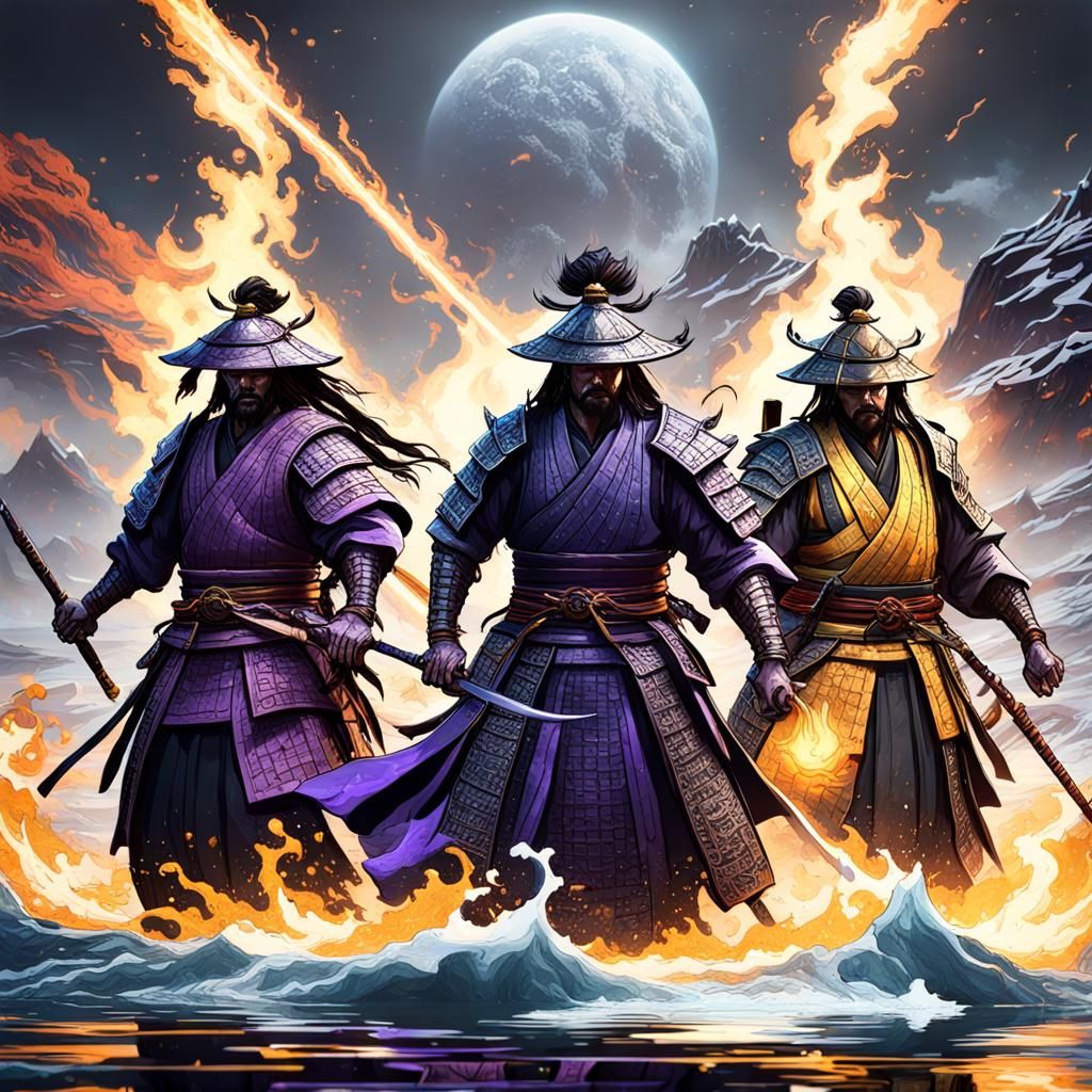 Three samurai - AI Generated Artwork - NightCafe Creator