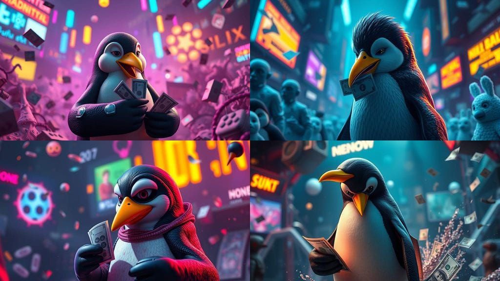 Surreal Penguin Transforms into Cyber Cancer Devou... - AI Art