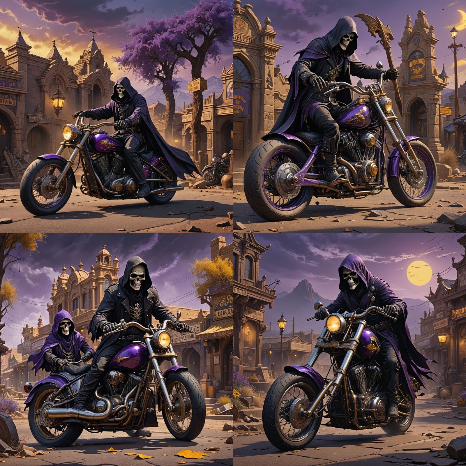 Grim reaper, motorcycle, tombstone Arizona - AI Generated Artwork ...