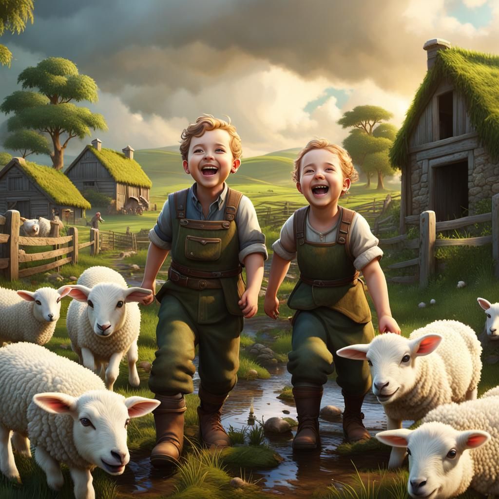 Next Generation Farmers: One day ewe happy farming siblings will inherit us ! - AI Generated ...