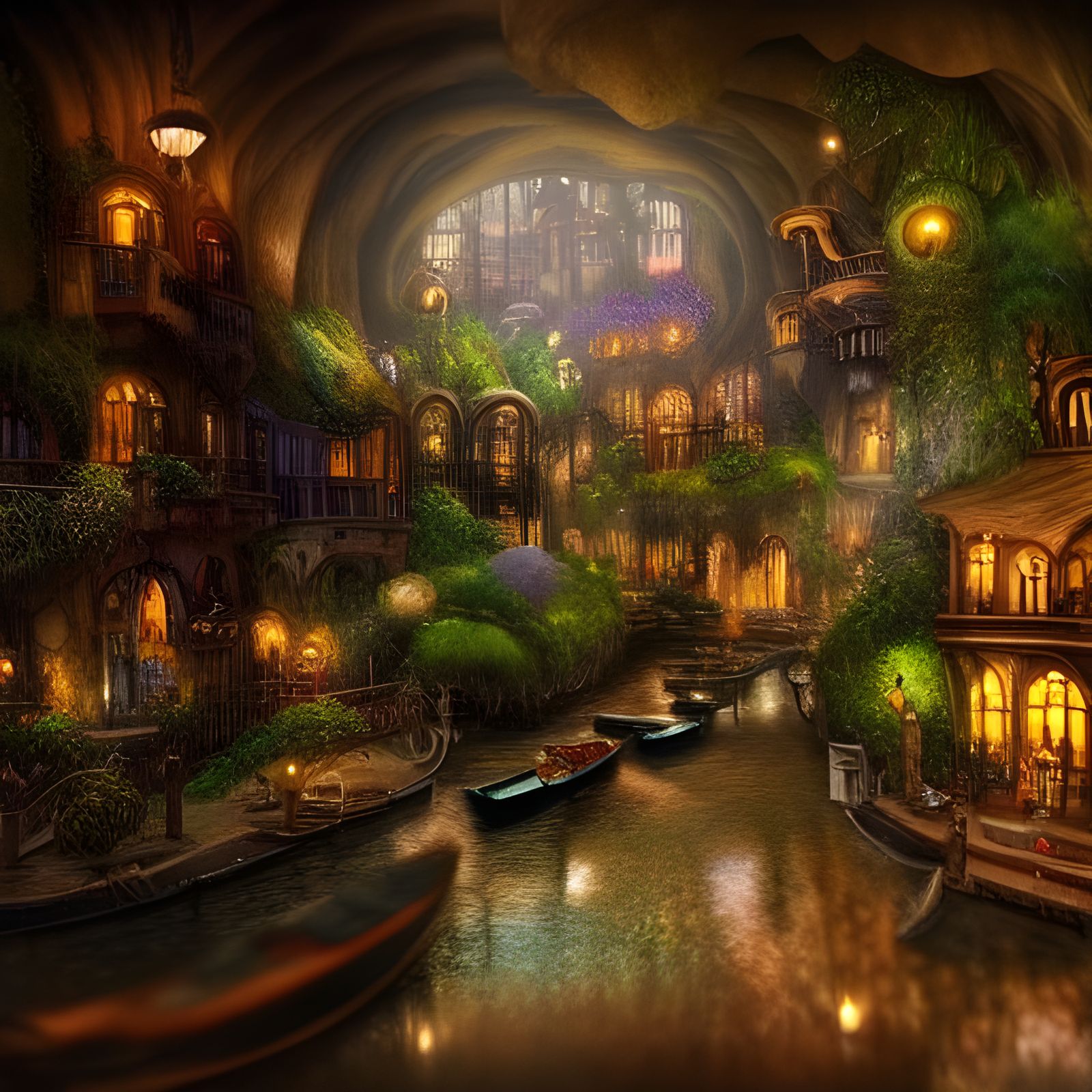 Subterranean underground cave cavern overgrown steampunk fairy ...