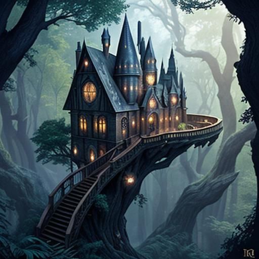 Harry Potter themed Treehouse - AI Generated Artwork - NightCafe Creator