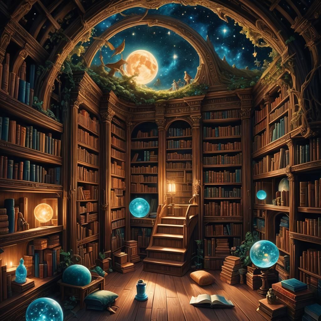 Hidden Starlight Library - AI Generated Artwork - NightCafe Creator