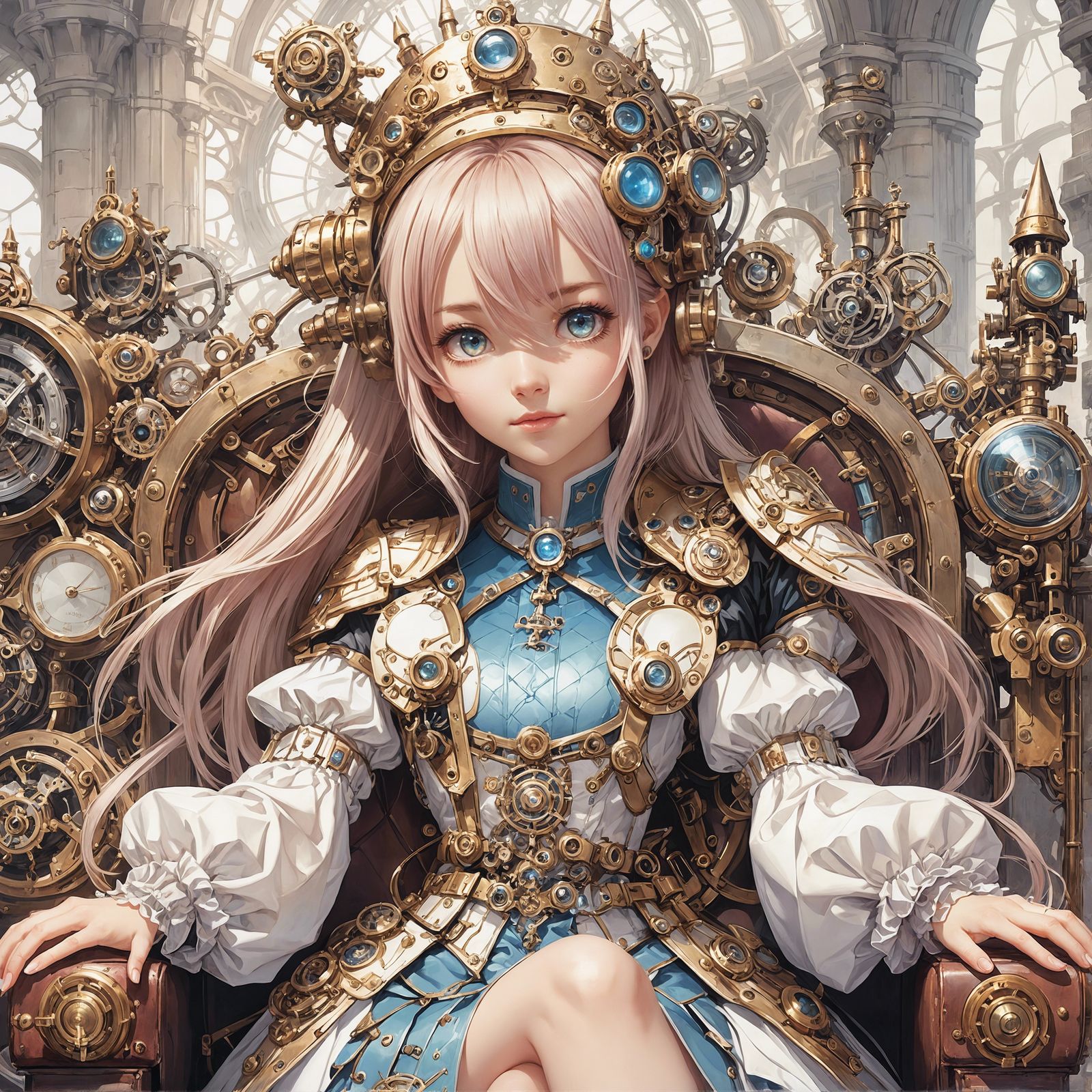 lushill style, very cute steampunk princess, anime style, comics style ...