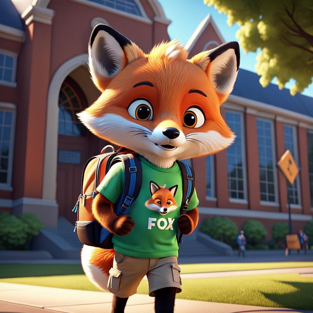 Freddy Fox in Front of school - AI Generated Artwork - NightCafe Creator