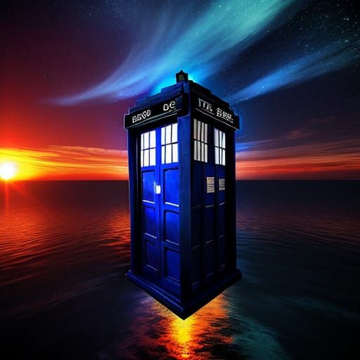 Timeless Tardis in Vibrant Sunrise - AI Art