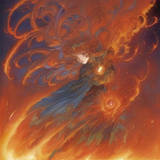 1990s X-Men's Jean Gray, using extreme power Psionic attack, a fire ...