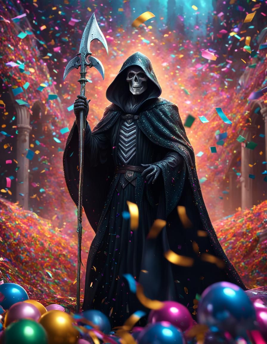 The Grim Reaper's birthday party - AI Generated Artwork - NightCafe Creator