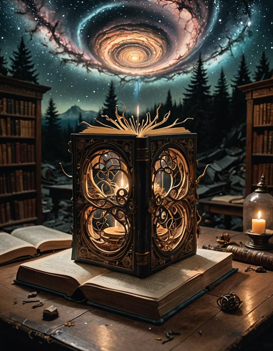 Magical book at ancient library - AI Generated Artwork - NightCafe Creator