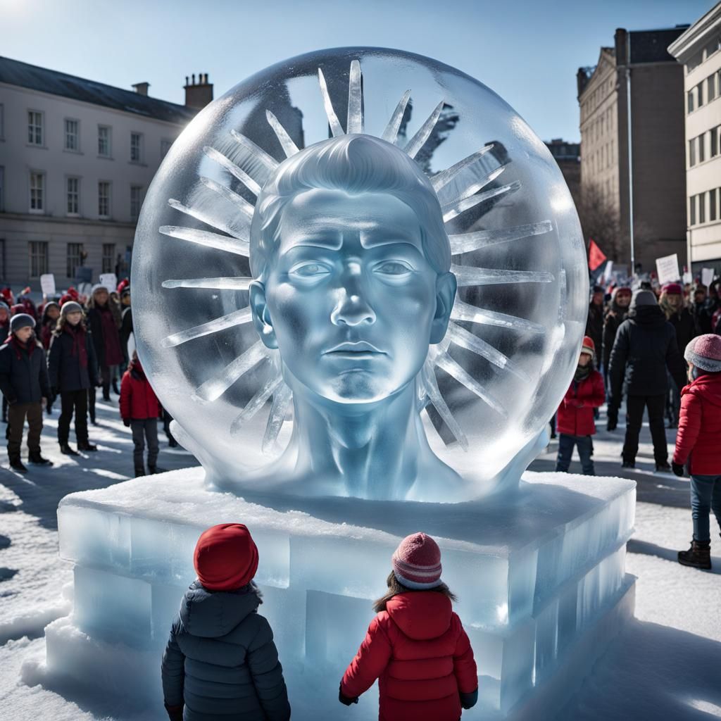Ice sculpture, Revolution in their minds……black sabbath lyrics….interpretation in ice. - AI ...