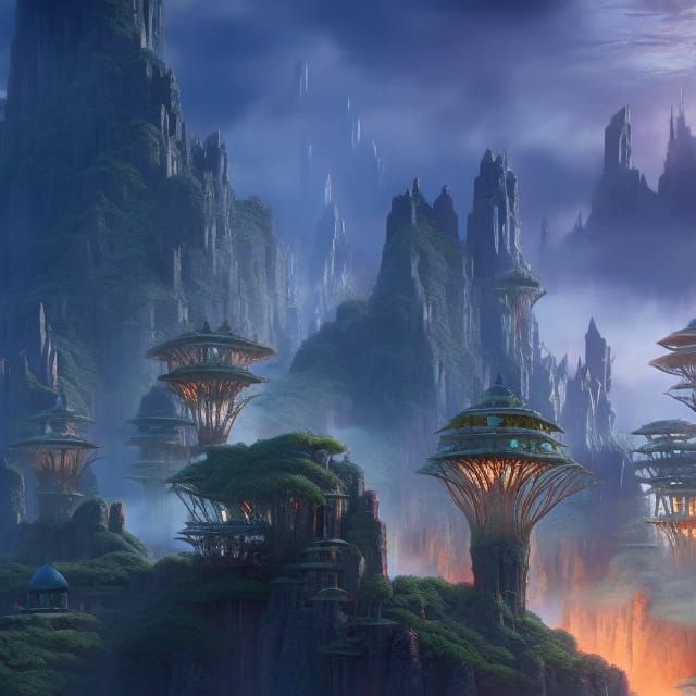 Tree City - AI Generated Artwork - NightCafe Creator