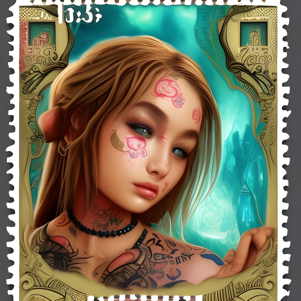Postage Stamp girl - AI Generated Artwork - NightCafe Creator