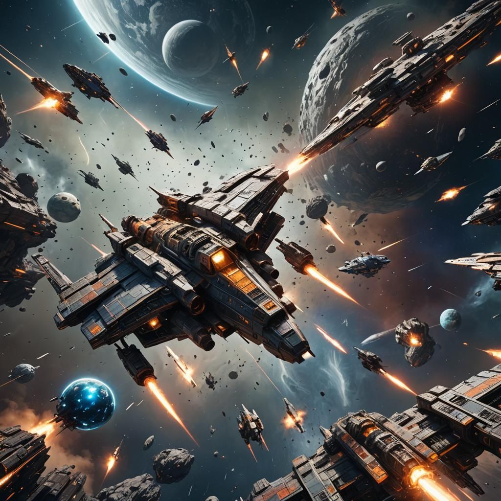 Spaceship battle in outer space - Epic Spaceship Battle Con...