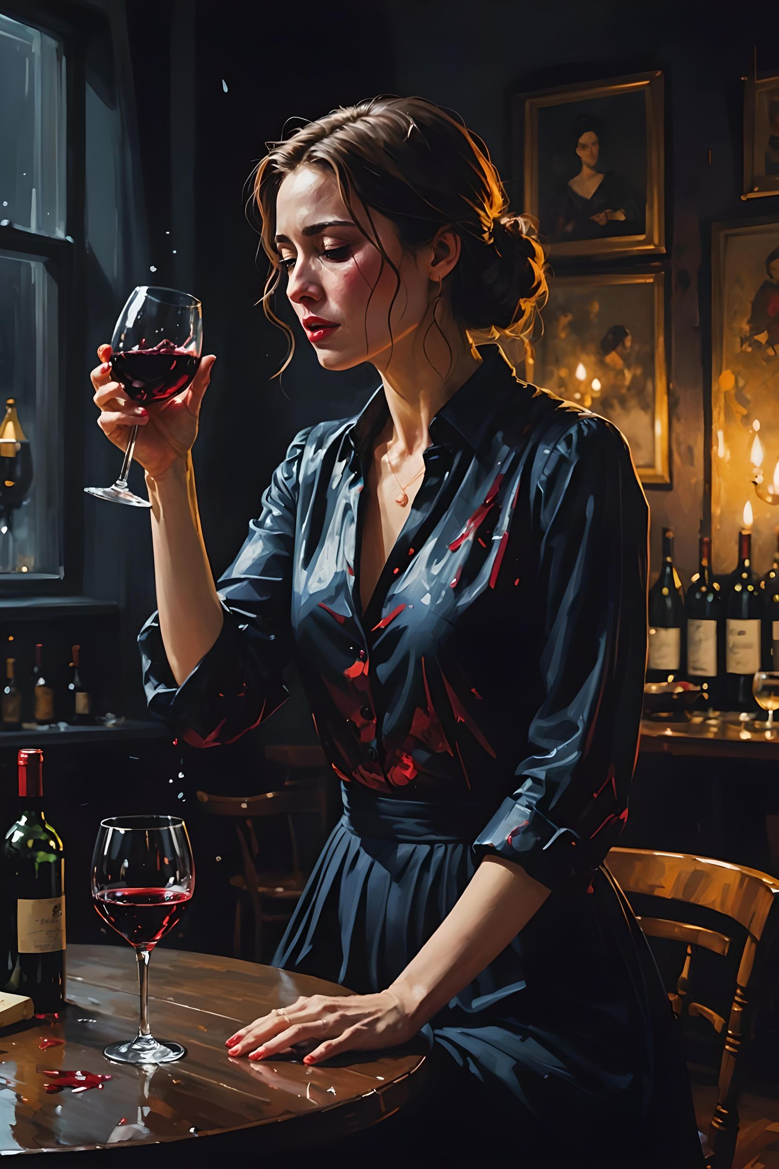 Drinking wine - AI Generated Artwork - NightCafe Creator