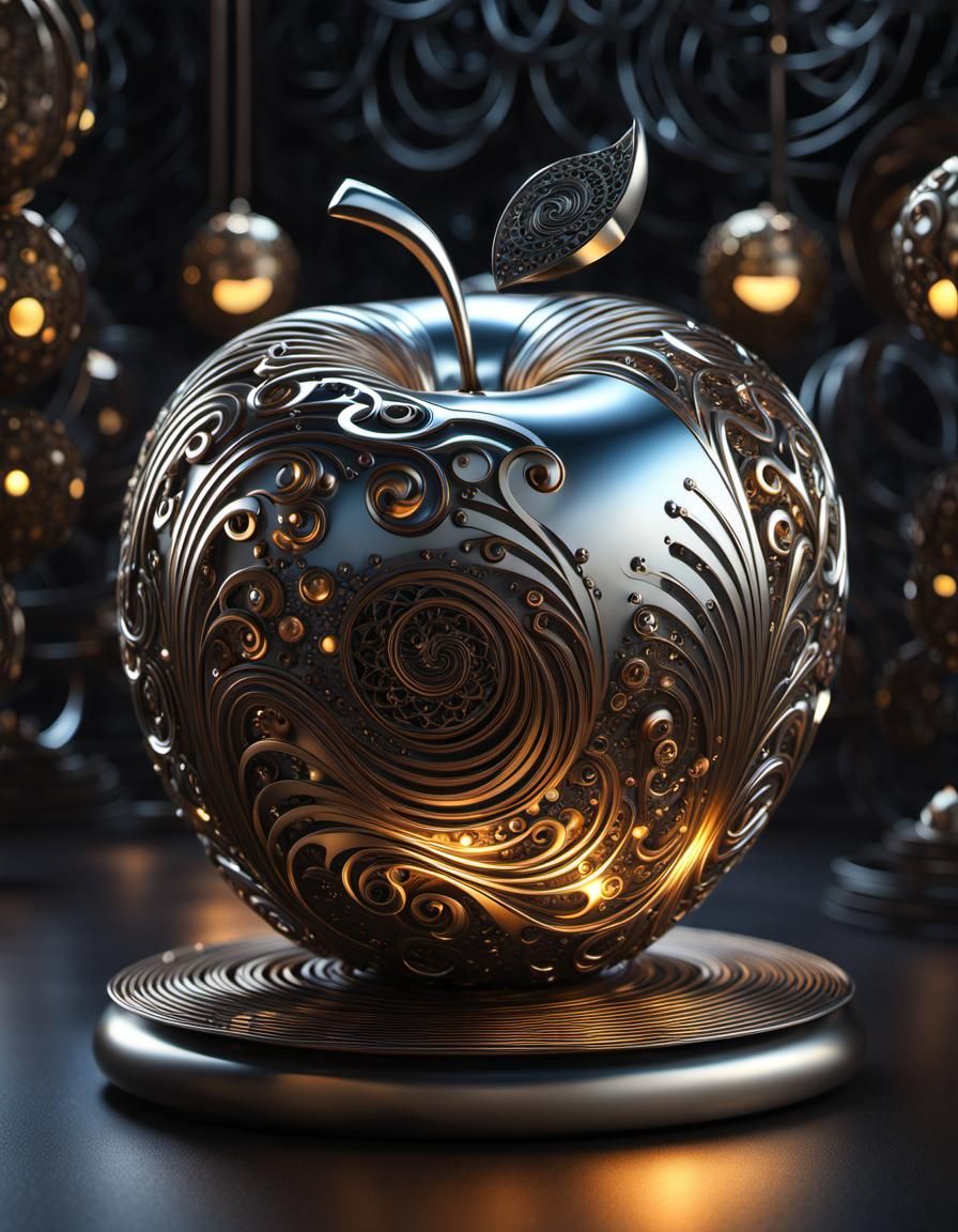 Metal apple - AI Generated Artwork - NightCafe Creator
