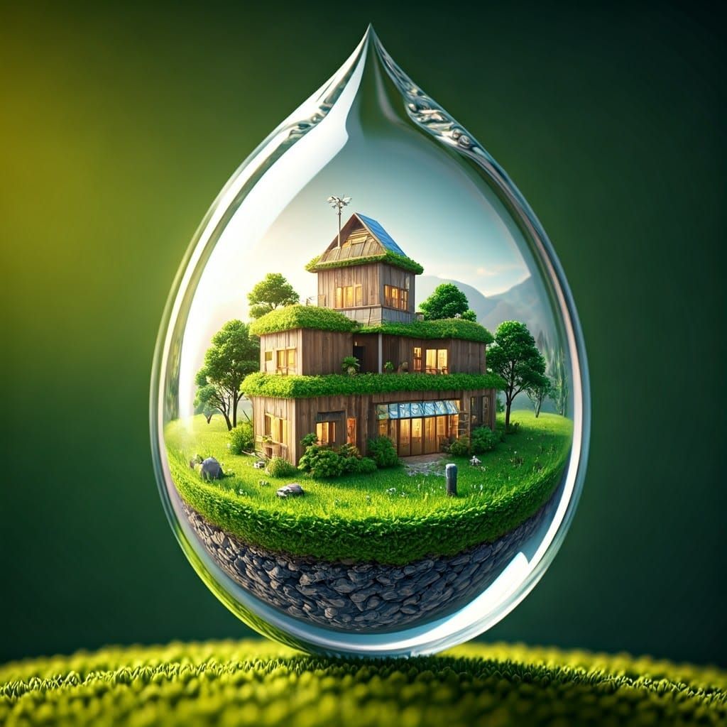 Tiny Solarpunk Community Inside a Dewdrop.