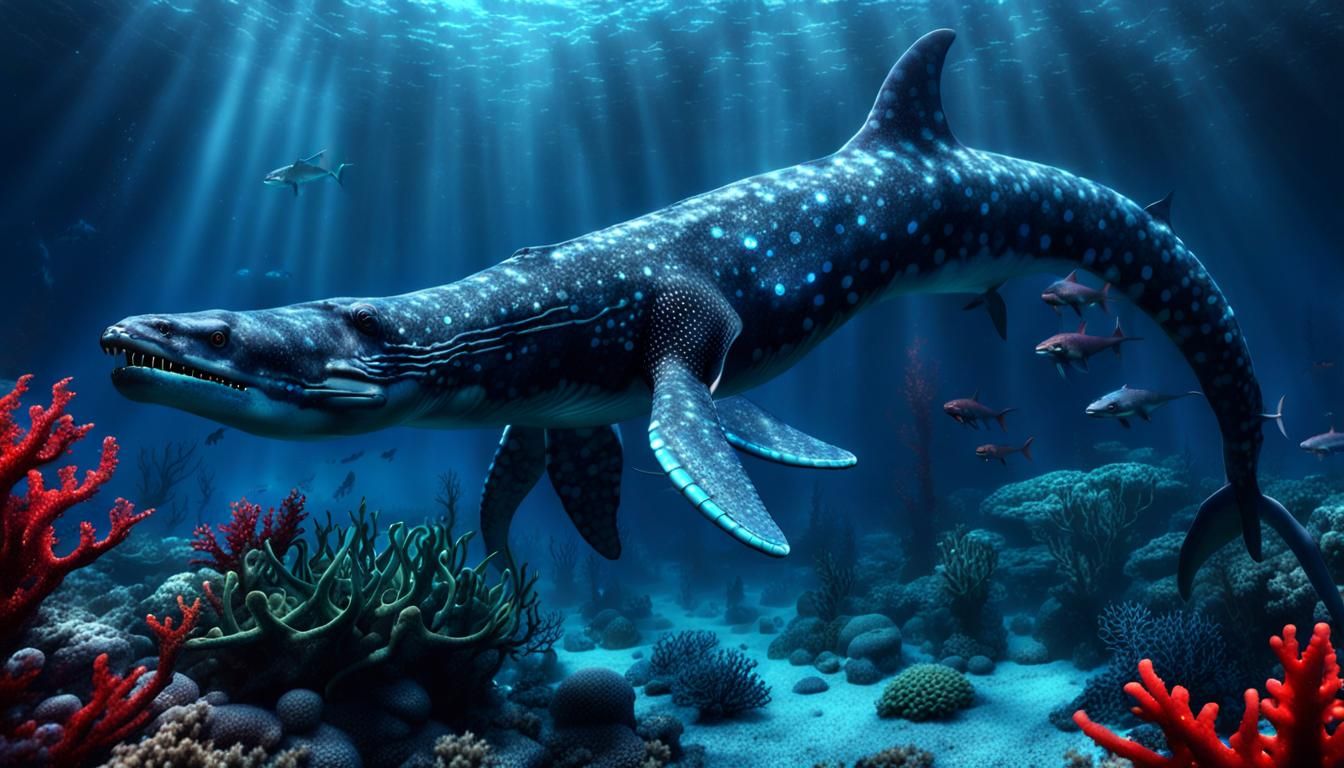 Seashore Terror, Elasmosaur - AI Generated Artwork - NightCafe Creator