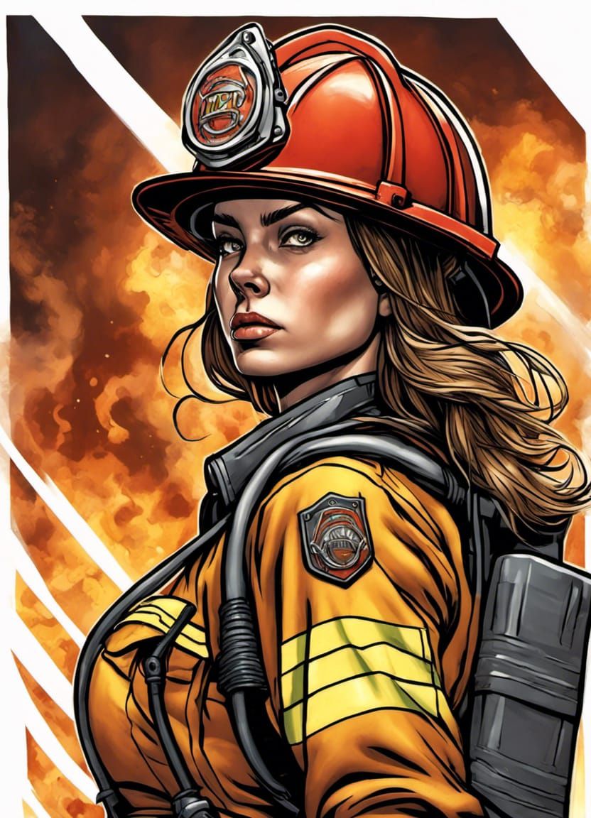 female firefighter comic book style - AI Generated Artwork - NightCafe ...