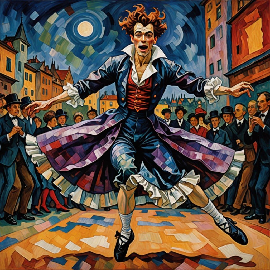 Vibrant Jester Leader in Dynamic Ballet Performanc... - AI Art