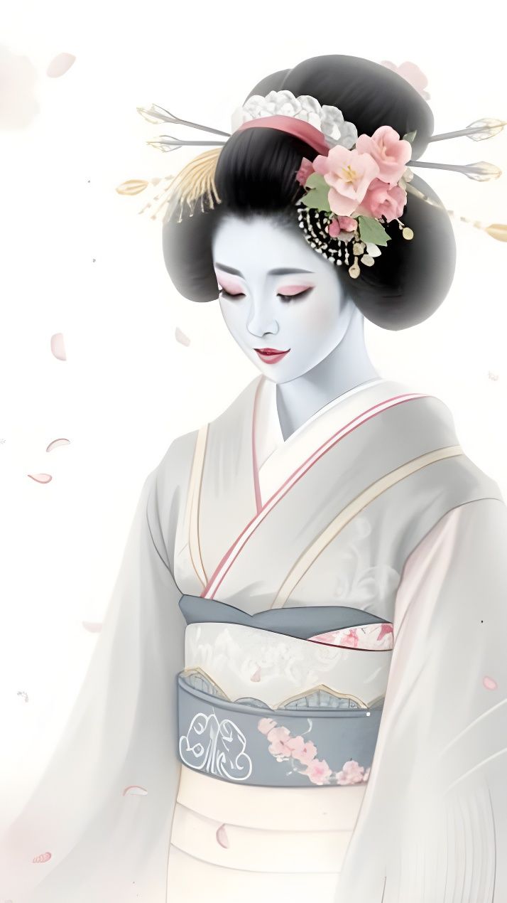 Geisha Lady (starting image) - Serenely Adorned Geisha in Ch...