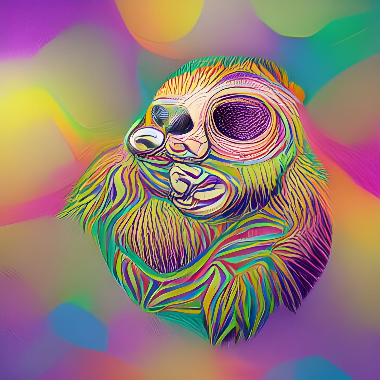 Super trippy psychedelic line art sloth illustration - AI Generated ...