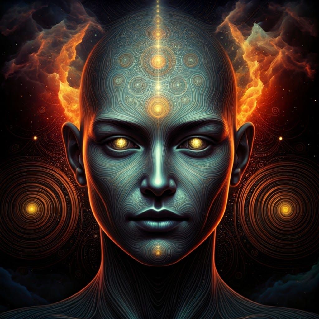 Ethereal Being in Sacred Geometry, Cosmic Realm - AI Art