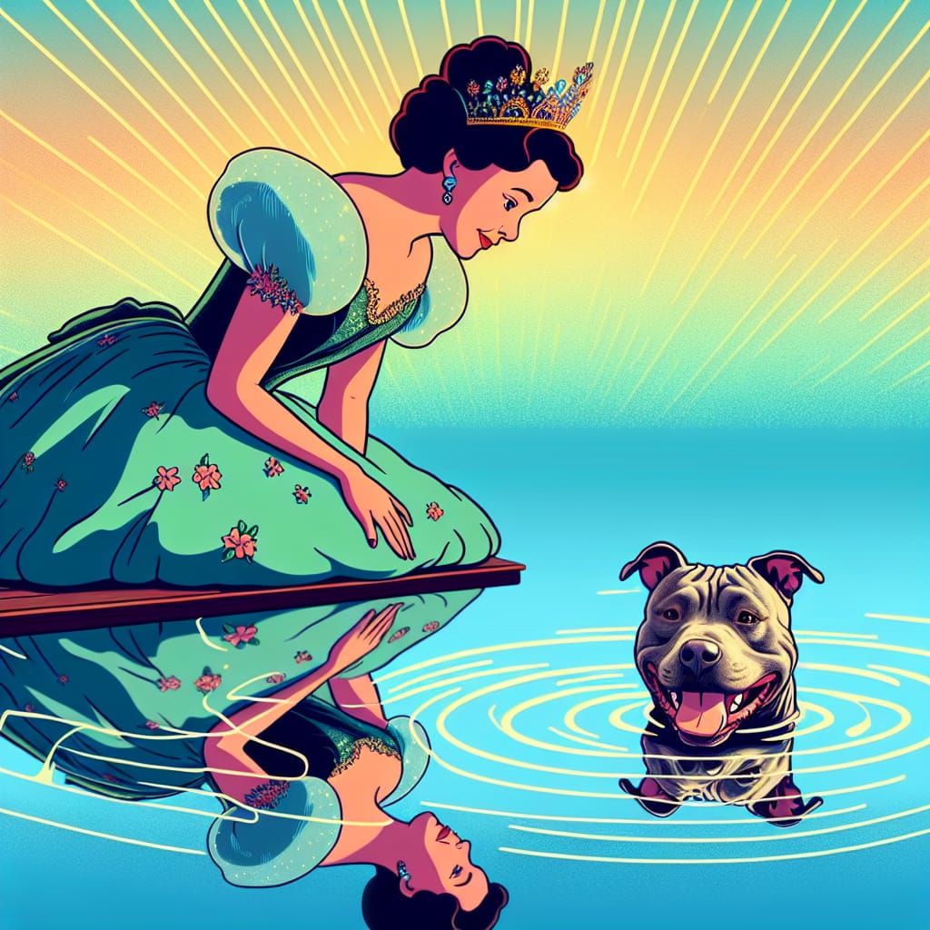 Classic Animated Disney Princess Sees Friendly Pit... - AI Art
