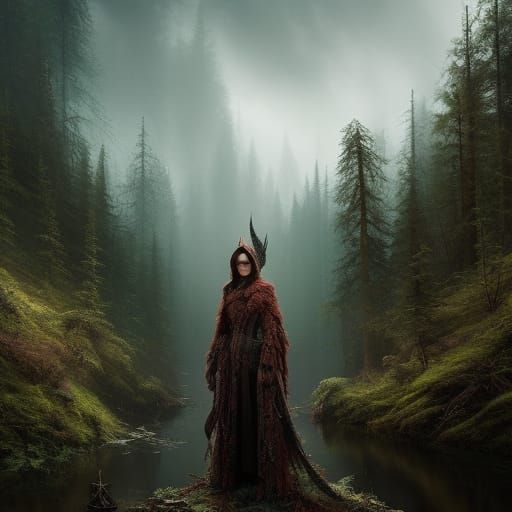 COVERED IN VINES Crows in distance!!! Portrait of the swamp witch with ...