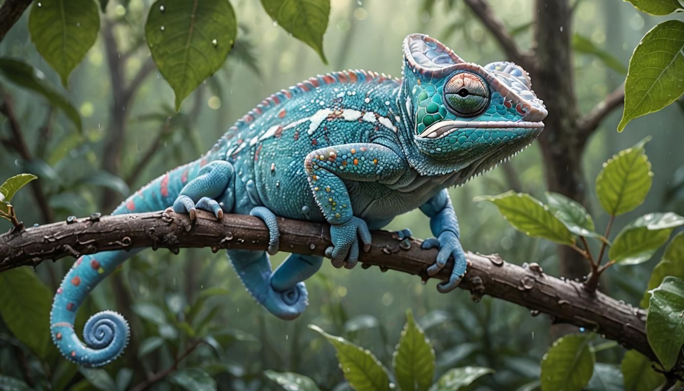 an absolutely adorable, tiny, light blue, scaly chameleon. - AI Generated Artwork - NightCafe ...