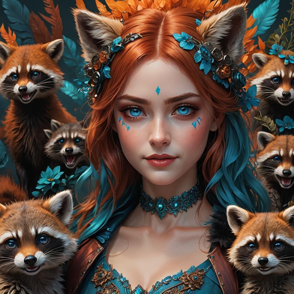 Raccoon Girl - AI Generated Artwork - NightCafe Creator