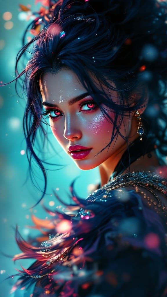 Elegant Arcane Princess in Vibrant, Intricate Fant... - AI Art