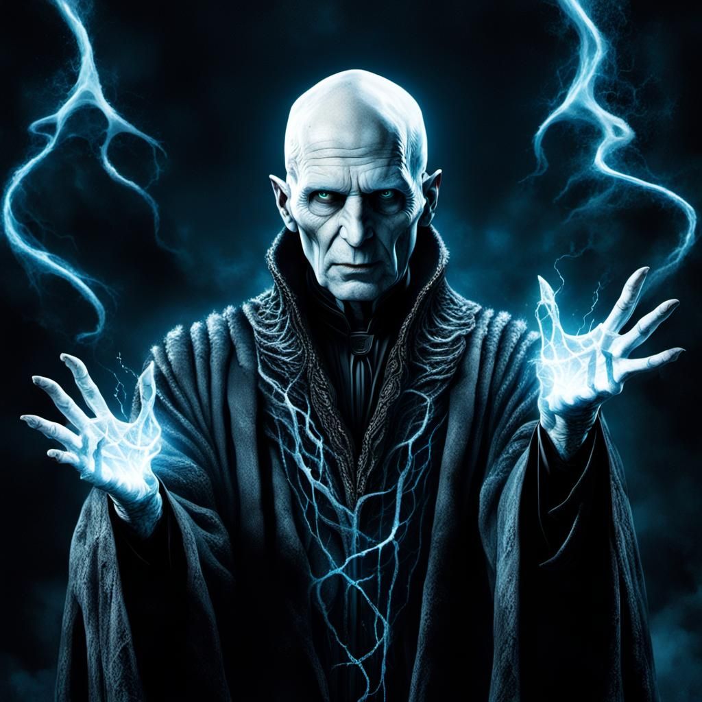 Lord Voldemort in Dark, Tattered Coat, Embracing D... - AI Art