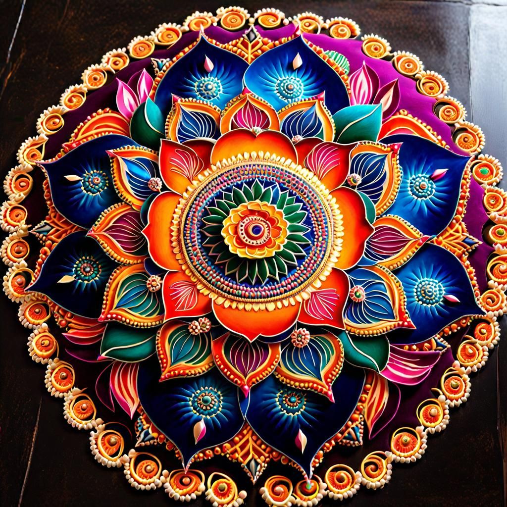 Rangoli (colored rice powders) Mandala - AI Generated Artwork ...