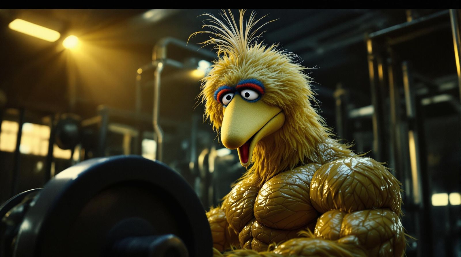 Bigger Bird - Muscular Big Bird in the Gym