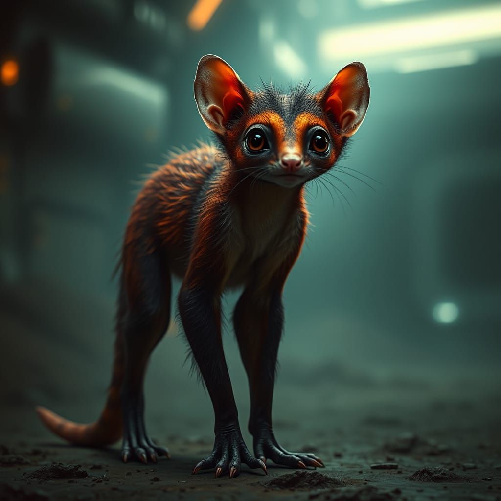 Ferret-Sugar Glider Hybrid in Futuristic, Gritty S... - AI Art