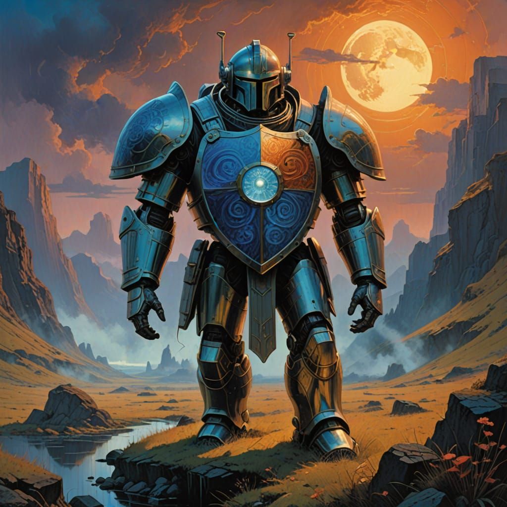 Ethereal Knight's Shield with Noble Family Pattern... - AI Art