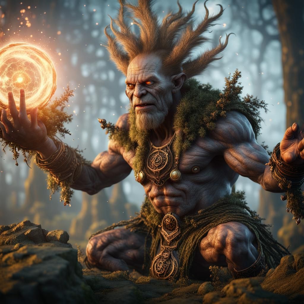 Troll shaman summoning an earth elemental. - AI Generated Artwork ...