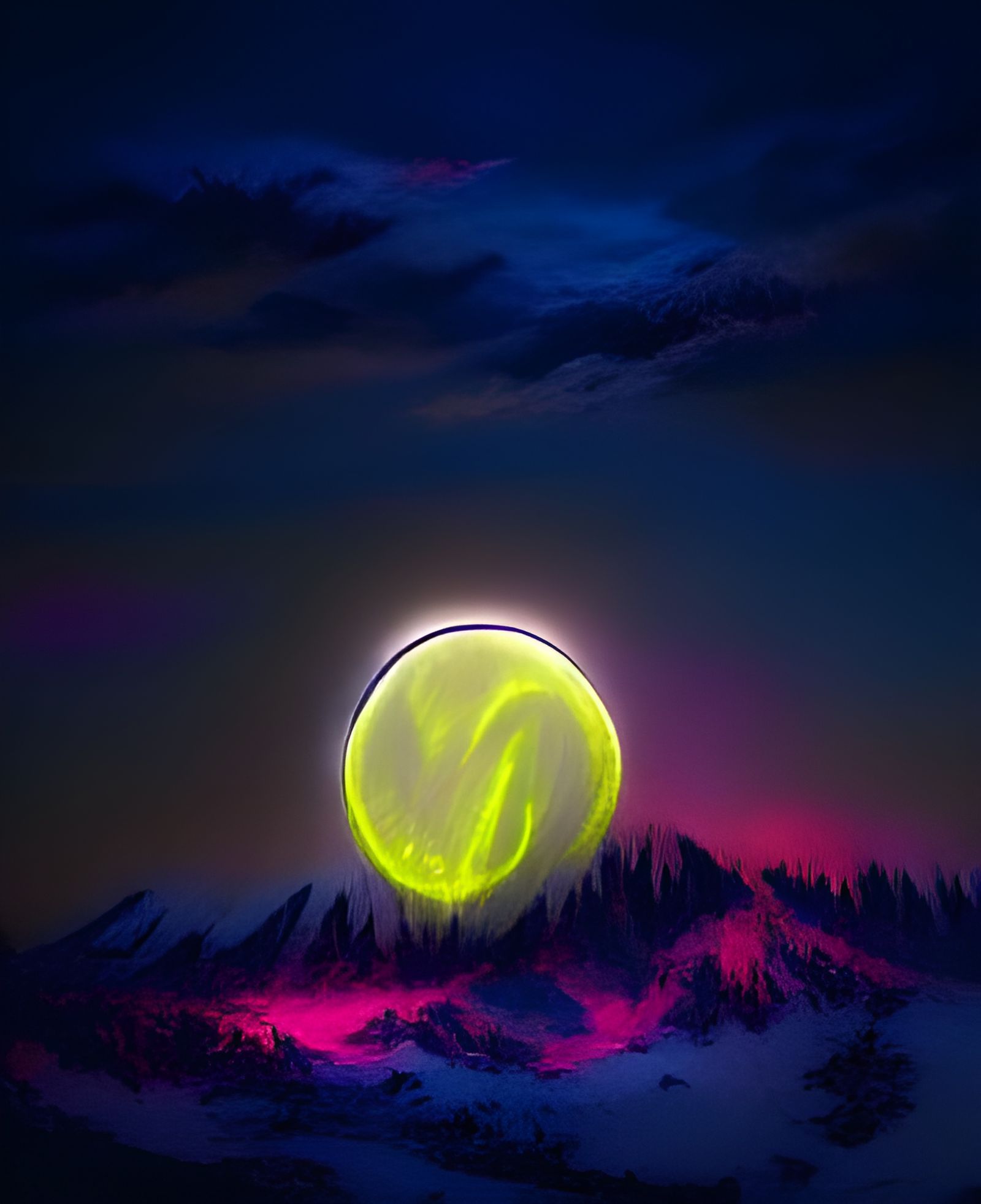 glowing neon moon - AI Generated Artwork - NightCafe Creator